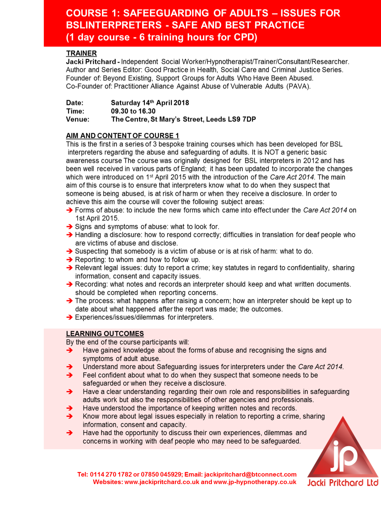 COURSE 1, SAFEEGUARDING OF ADULTS, ISSUES FOR BSLINTERPRETERS , SAFE ...